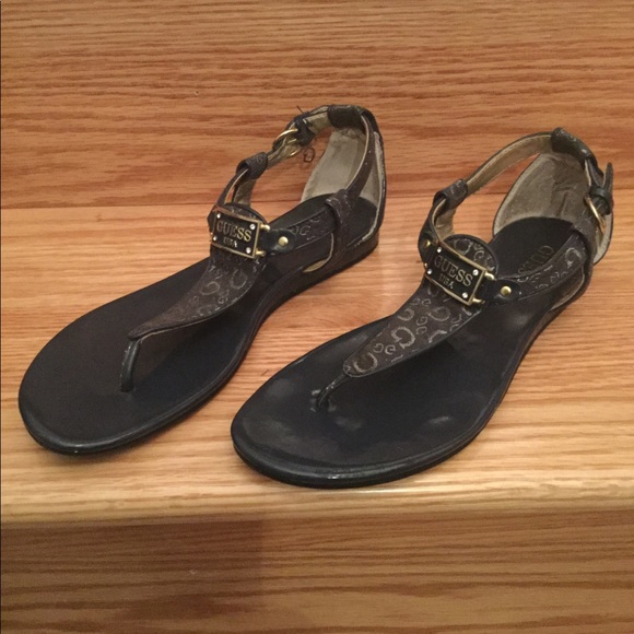 Shoes | Guess Jagger Blue Sig G T Strap Buckle Sandals | Poshmark